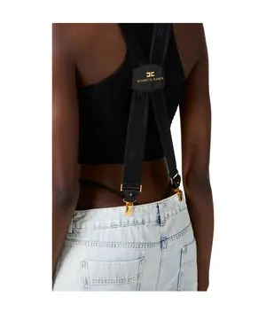Elisabetta Franchi Light Wash Straight Leg Jeans With Attached Suspenders