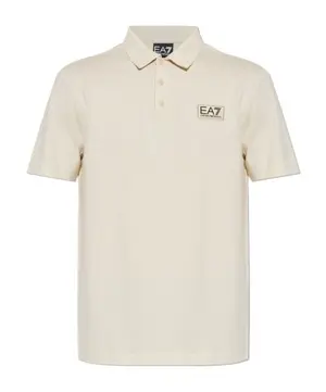 EA7 Logo-patch Short-sleeve Polo Shirt - Cream