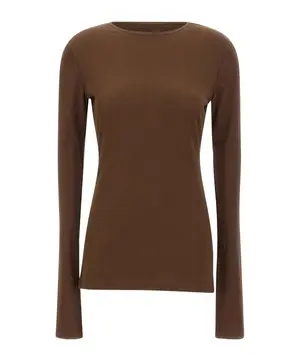 ENTIRE STUDIOS Sheer Long Sleeve Top - Brown