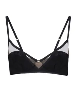 Elisabetta Franchi Stretch Organza Bra With Logo Detail - Black
