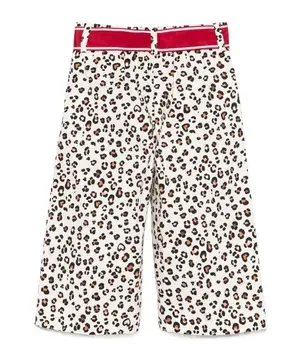 Monnalisa Gabardine Animalier Wide-leg Trousers