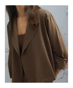 Marella Cropped Stretch Viscose And Linen Jacket - Brown