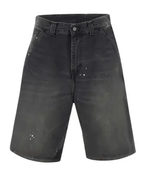 Carhartt Og Single Knee Paint-splatter Shorts - Black