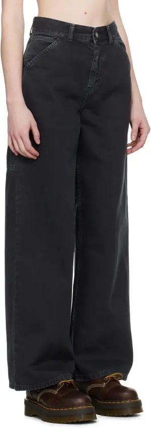 Carhartt Work In Progress Wide-leg Jeans With Logo Patch - Black