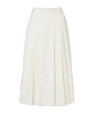 Gabriela Hearst Wesley Pleated Cotton Corduroy Midi Skirt - White