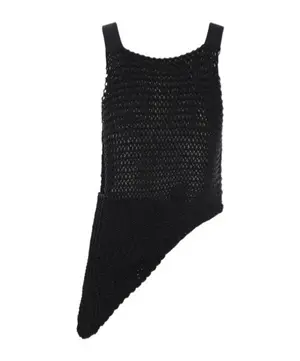 QUIRA Asymmetric Knitted Vest - Black