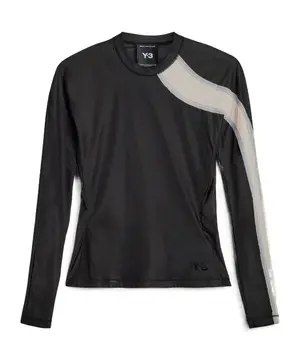 Y3 Sheer Panel Long Sleeve Performance Top