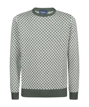 DRUMOHR Round Neck Inlaid Knitted Sweater - Gray