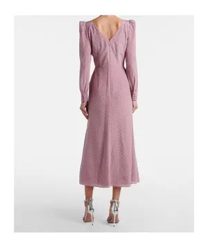 Alessandra Rich Polka-dot Ruffled Silk Midi Dress