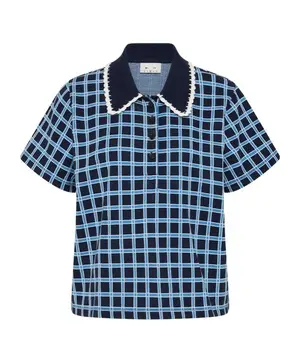The Upside Clubhouse Dom Ed Crochet-trim Polo Shirt - Check