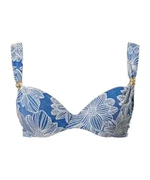 TWINSET Jacquard Push-up Bikini Top - Blue