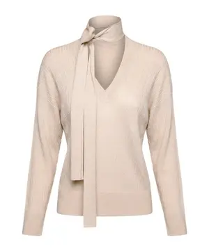 Liu Jo Liu Jo V-neck Long-Sleeve Sweater With Scarf Detail Nude