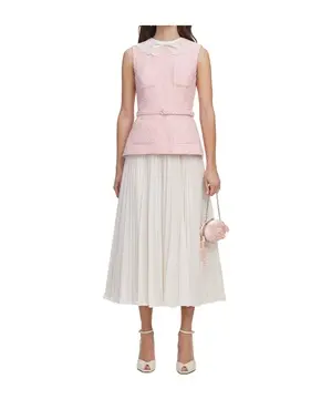 SELF-PORTRAIT Boucle Lace Collar Midi Dress