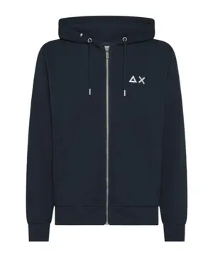SUN 68 Zip-up Drawstring Hoodie - Navy Blue