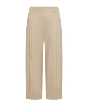 Marella Cropped Cotton Gabardine Trousers Sand - Sand-colored