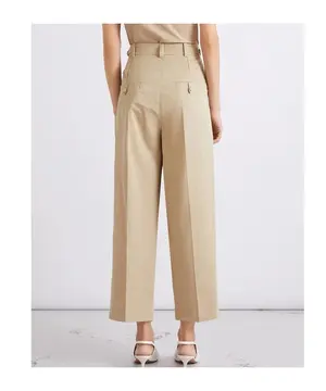 Marella Cropped Cotton Gabardine Trousers Sand