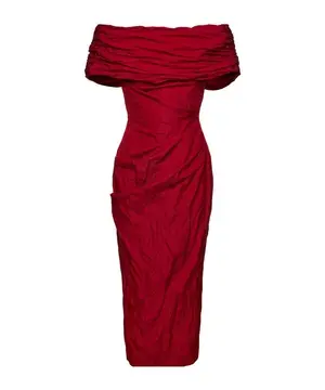 Magda Butrym Off-shoulder Draped Midi Dress - Red
