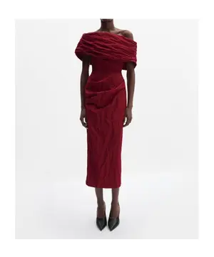 Magda Butrym Off-shoulder Draped Midi Dress