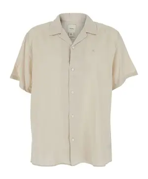 Calvin Klein Camp Collar Linen Shirt - White