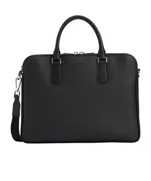 Hugo Boss Leather Laptop Bag - Black