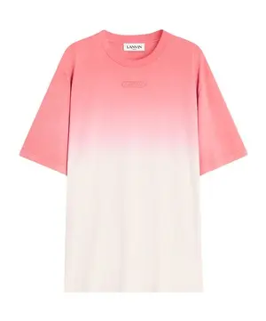 LANVIN Logo Embroidered Gradient Effect Crewneck T-shirt - Pink