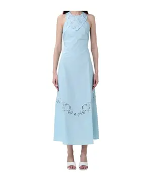 TWINSET Poplin Embroidered Dress - Blue