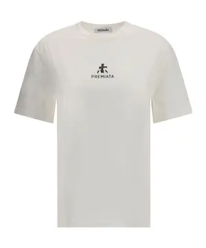 Premiata Logo Printed Side Slits T-shirt - White