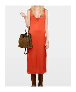 Zadig&Voltaire Renzo Lace-detail Satin Midi Dress