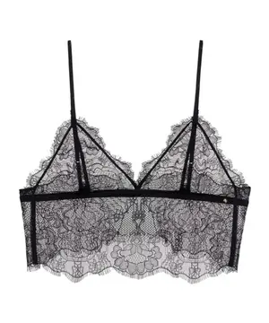 ANINE BING Lace Scallop Hem Bralette - Black
