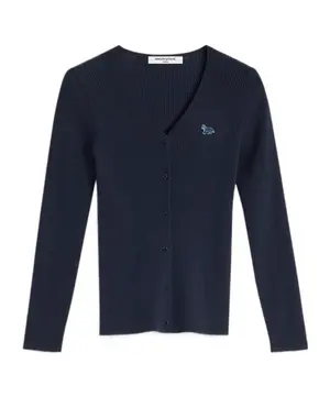 Maison Kitsuné Baby Fox Patch Fine Ribbed Cardigan