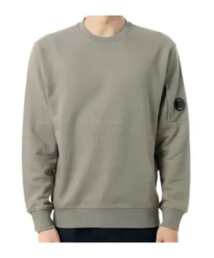 C.P. COMPANY Diagonal Raised Fleece Crewneck Sweatshirt With Lens Detail - Fallen Rock