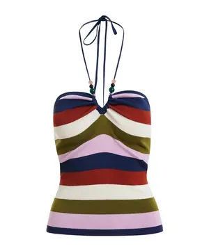 Essentiel Antwerp Bead-embellished Striped Top