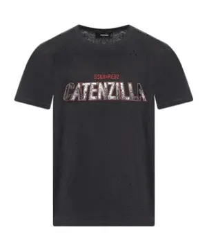 Dsquared2 Distressed Crewneck Printed T-shirt - Grey