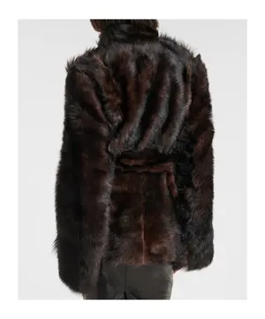 Nour Hammour Long-sleeved Fur Jacket With Detachable Belt