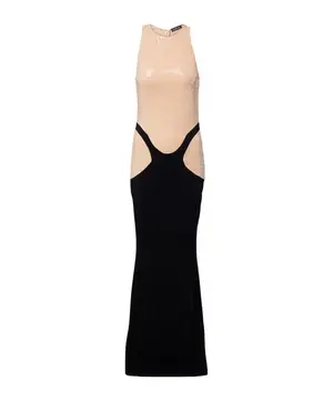 MUGLER Sequin Ruffle Dress - Black