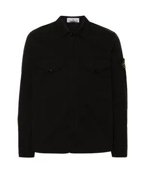 Stone Island Logo Patch Long-sleeved Jacket - Black