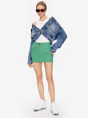 Tommy Hilfiger Logo Detail Ribbed Mini Skirt