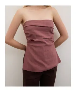 OTTOD'AME Draped Strapless Tie-back Top