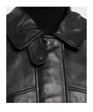 AGOLDE Zippered Long-sleeved Leather Jacket