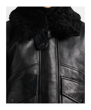 AGOLDE Zippered Long-sleeved Leather Jacket