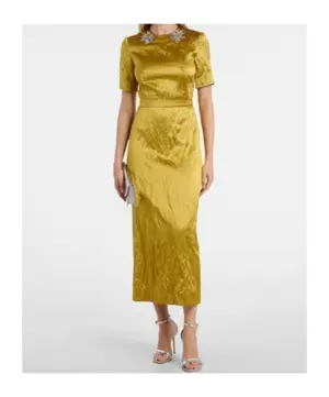 Erdem Embellished Satin Midi Dress