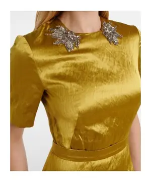 Erdem Embellished Satin Midi Dress