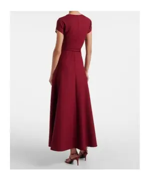Oscar De La Renta Floral Wool Blend Crepe Maxi Dress