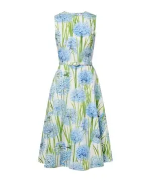 Oscar De La Renta Floral Cotton-blend Poplin Midi Dress - Blue