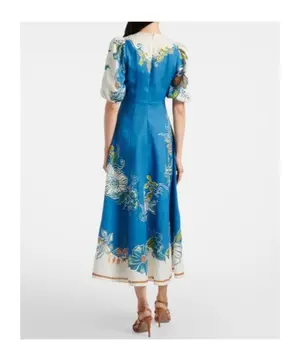 ALEMAIS Luda Floral Linen Midi Dress