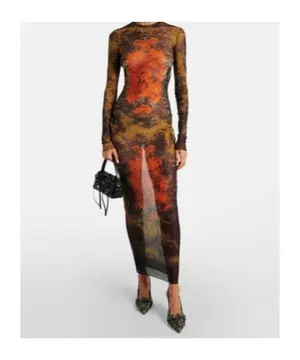 JEAN PAUL GAULTIER Médallion Printed Mesh Maxi Dress