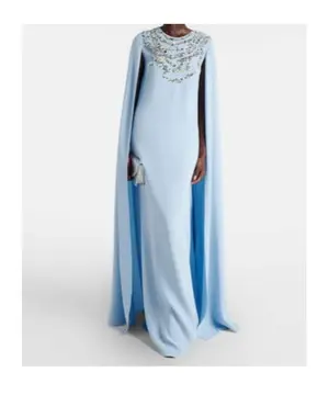 Oscar De La Renta Caped Embellished Silk-blend Gown