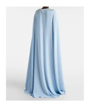 Oscar De La Renta Caped Embellished Silk-blend Gown
