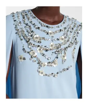 Oscar De La Renta Caped Embellished Silk-blend Gown