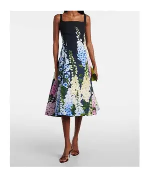 Oscar De La Renta Floral Faille Cocktail Dress